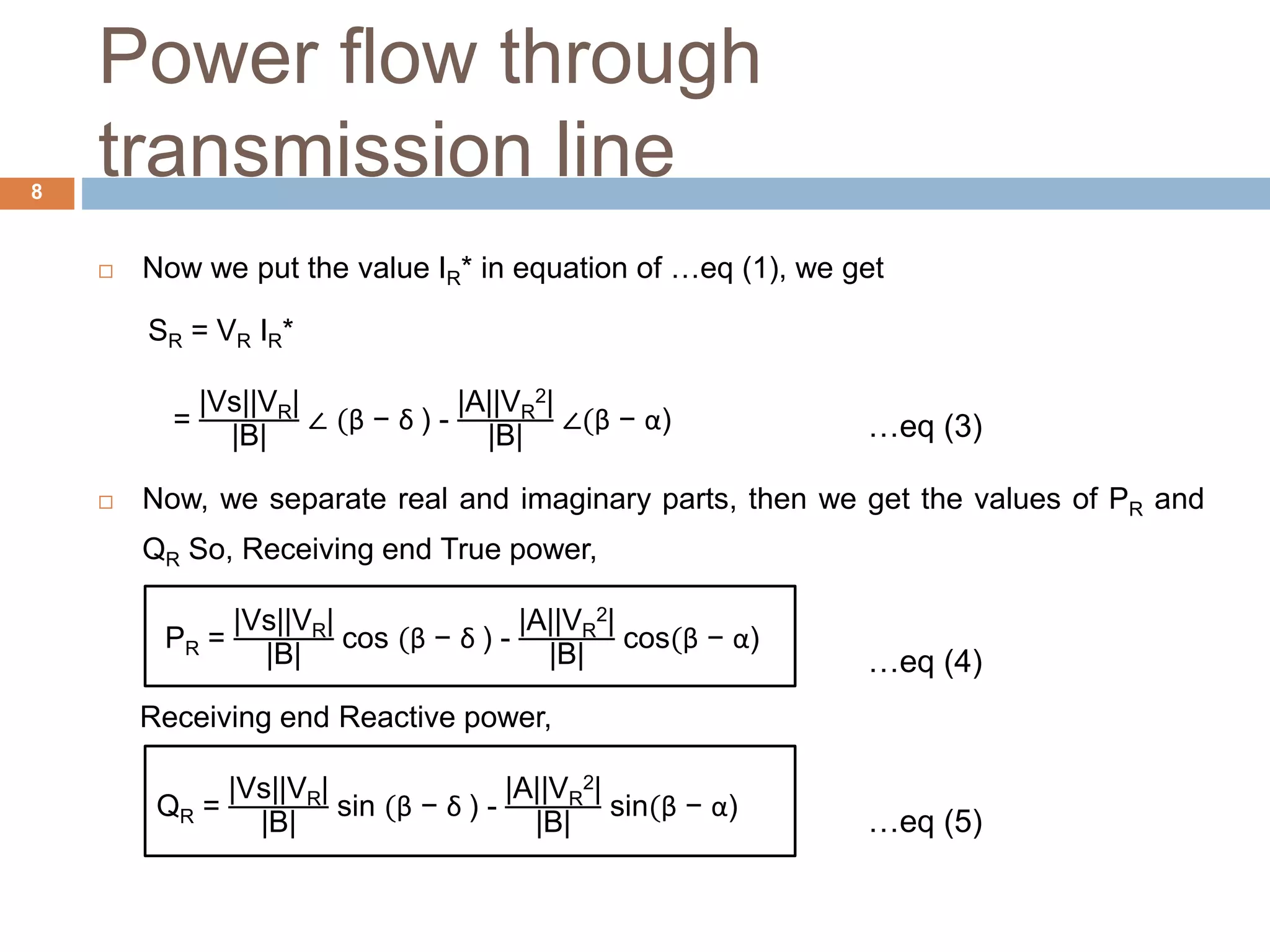 Power flow through transmission line. | PPTX