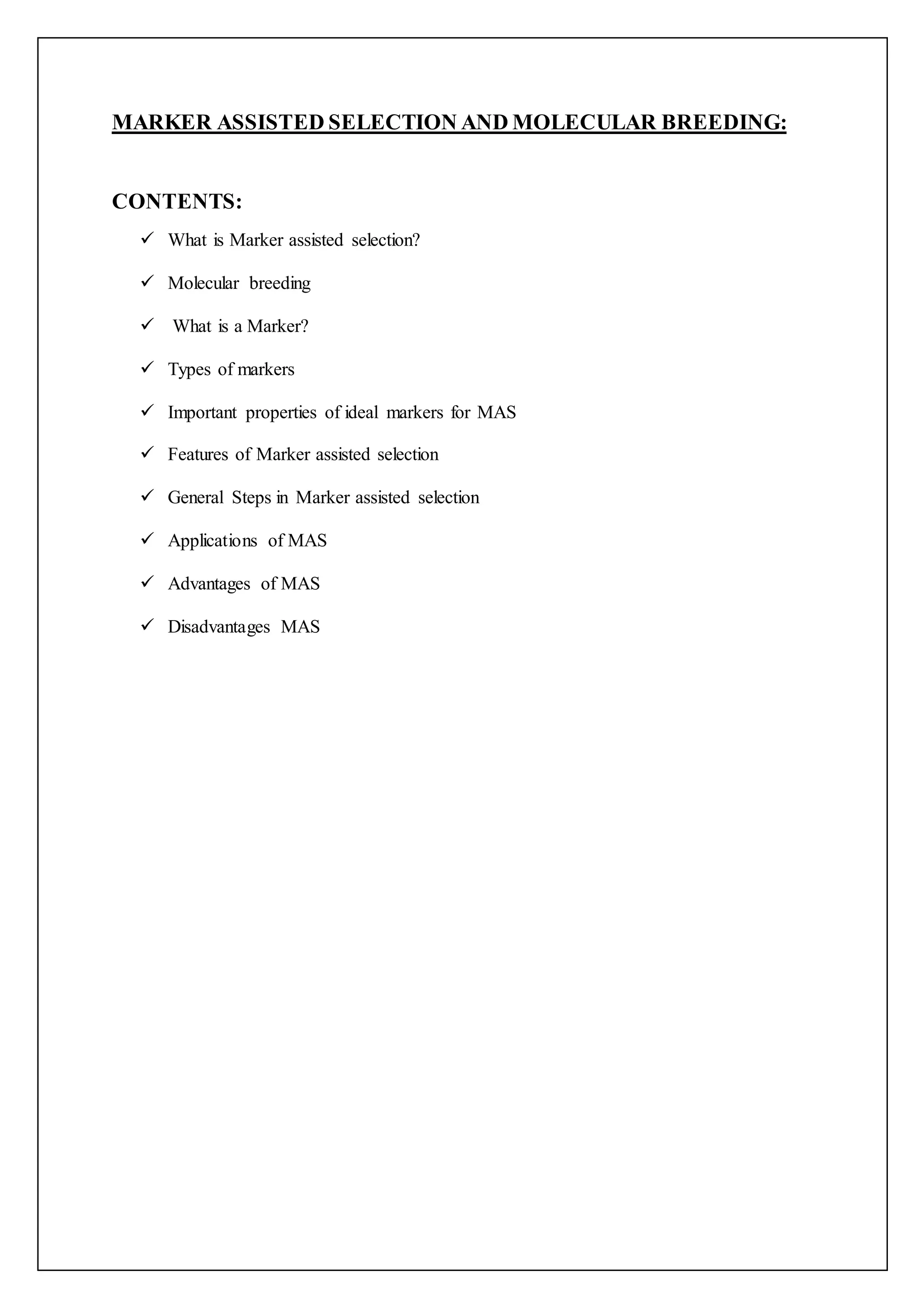 marker assisted selection | DOCX