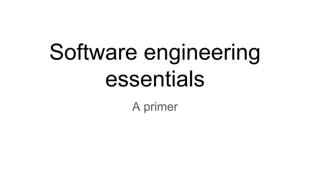 Software Engineering Primer | PPT