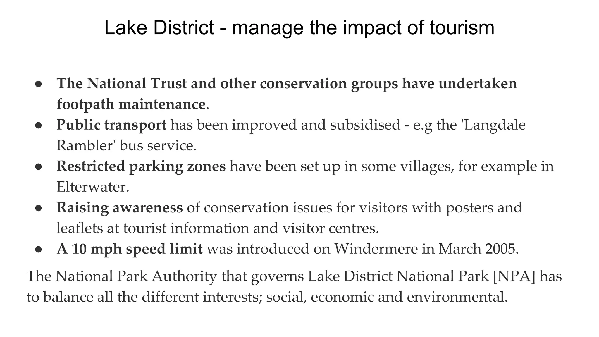 AQA gcse geography physical landscapes in the UK, Lake District tourism ...