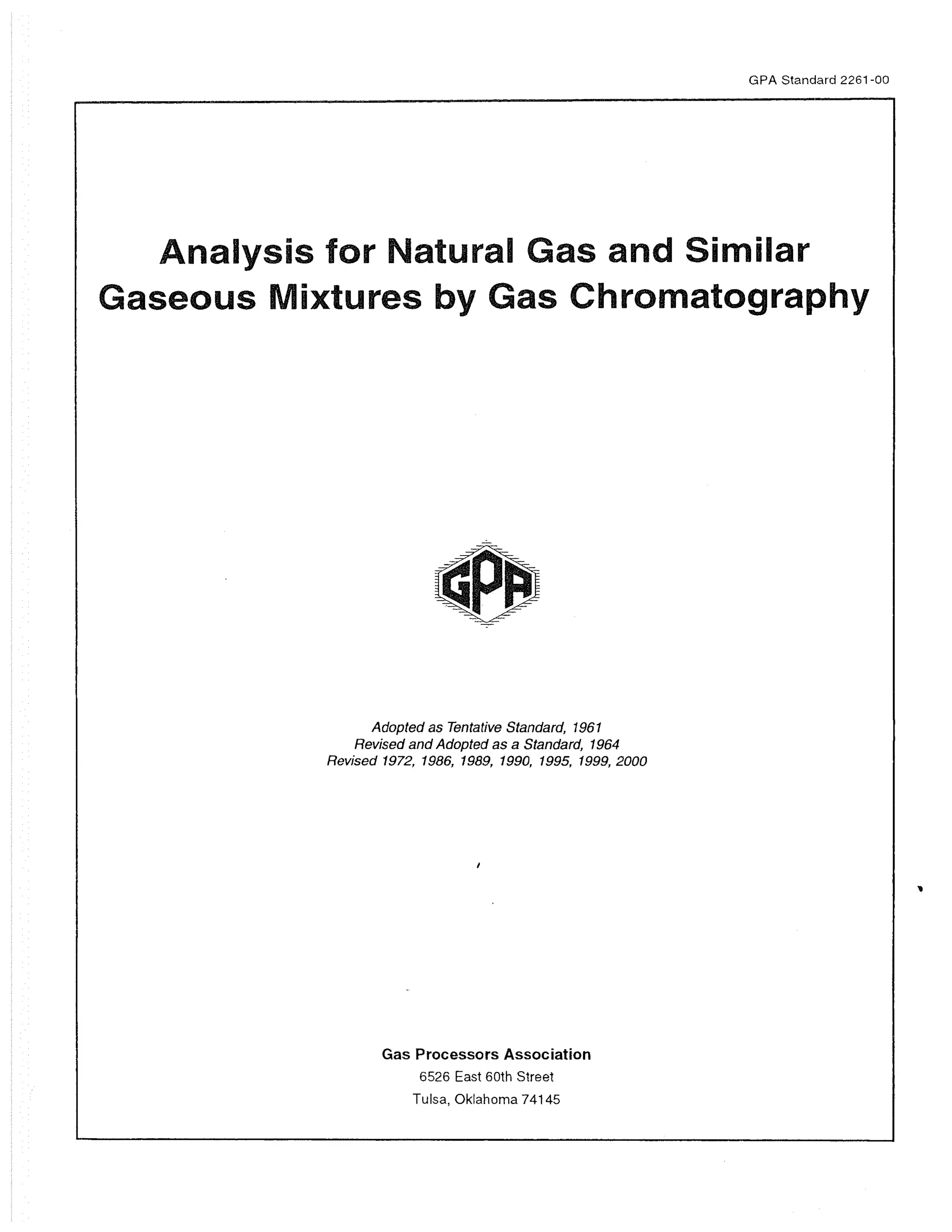 GPA 2261 Standard for Gas Composition and Heating Values | PDF