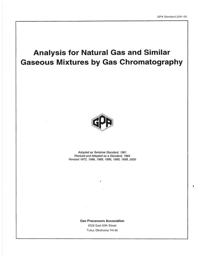 GPA 2261 Standard for Gas Composition and Heating Values | PDF ...