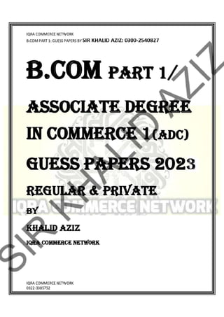 Guess Papers ADC 1, Karachi University | PDF