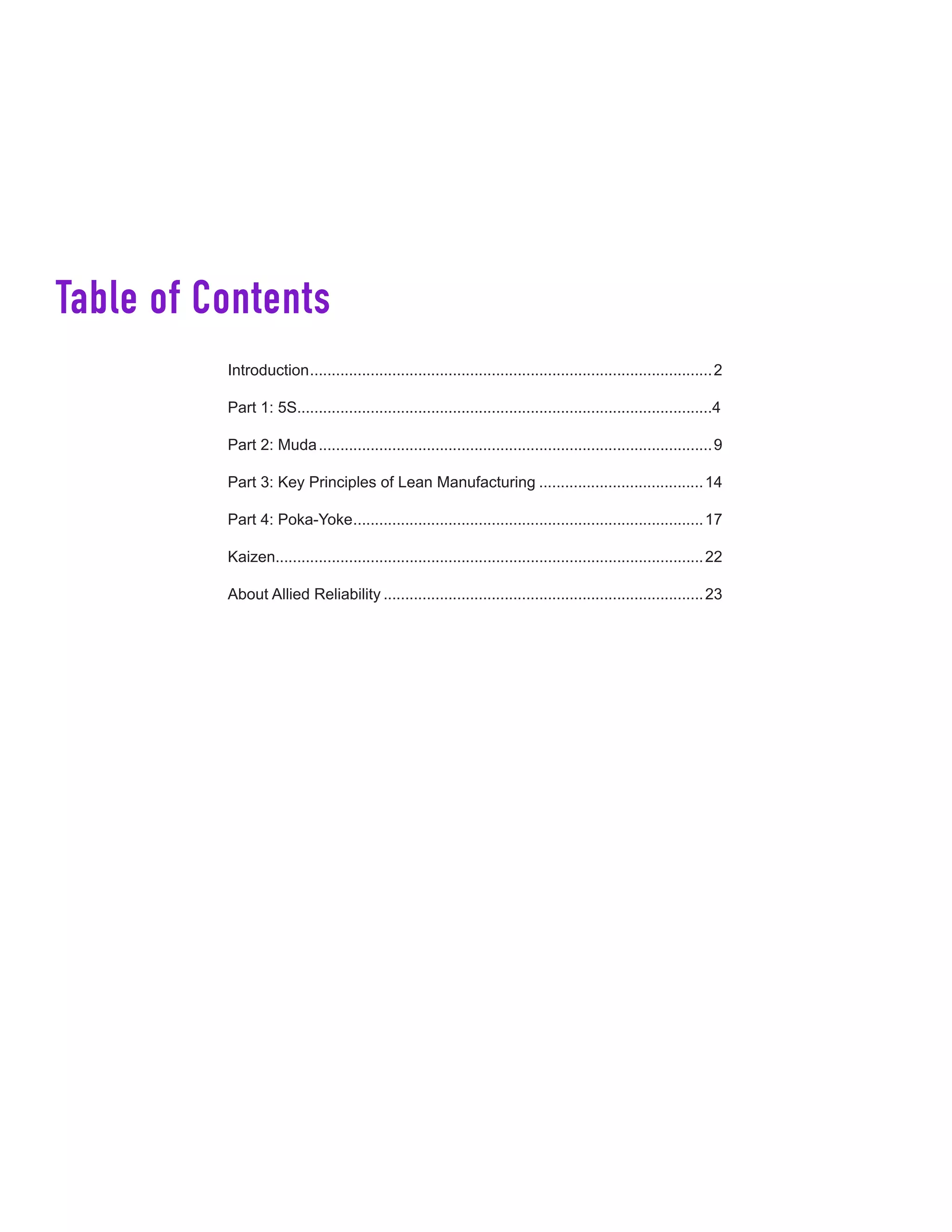 Lean Manufacturing and Reliability Concepts report | PDF