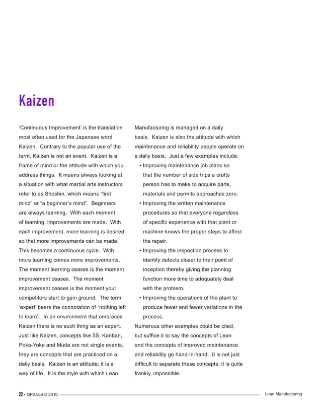 Lean Manufacturing and Reliability Concepts report | PDF