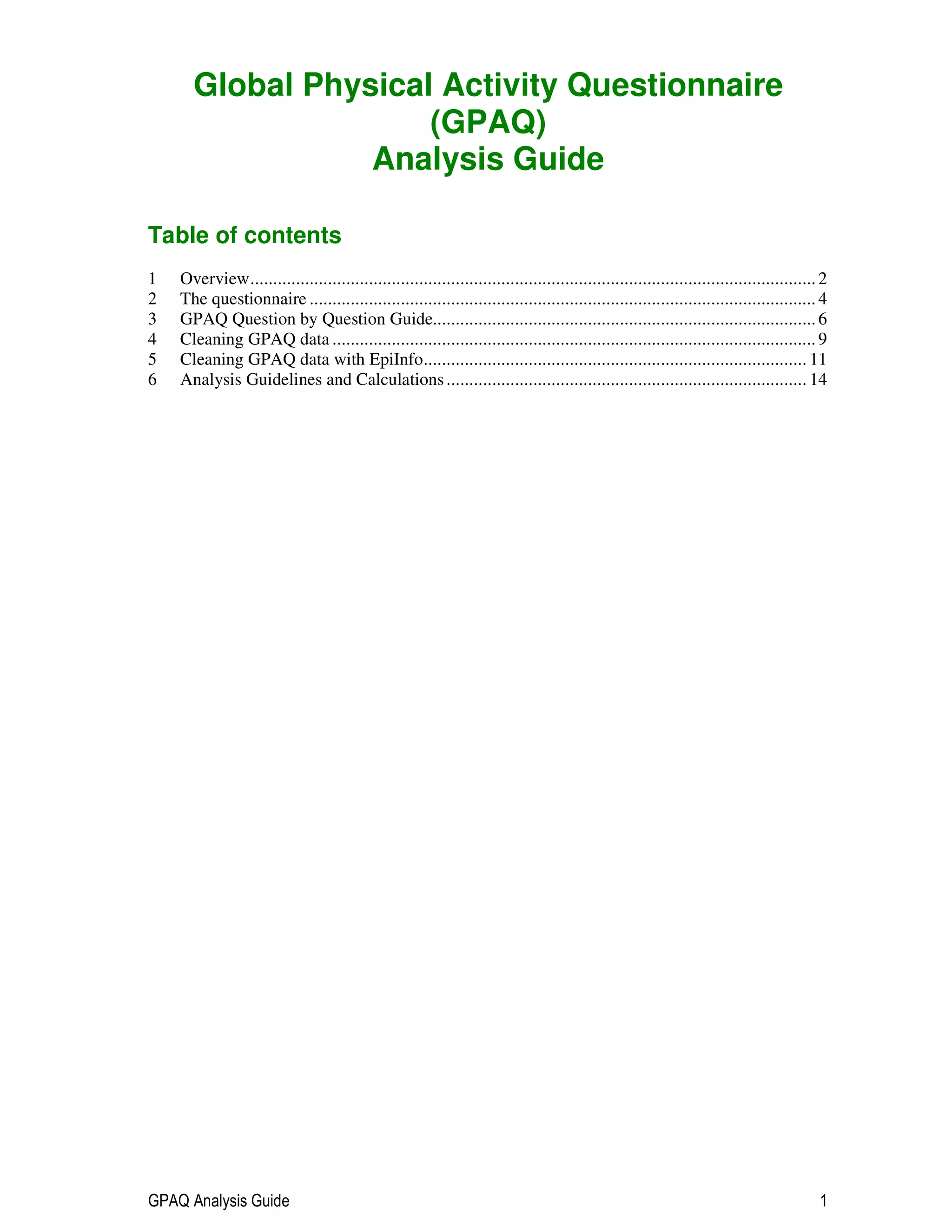Gpaq analysis guide | PDF