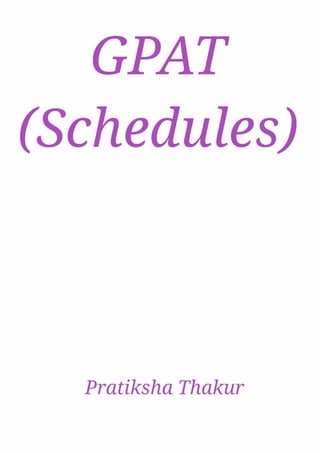GPAT (Schedules) | PDF
