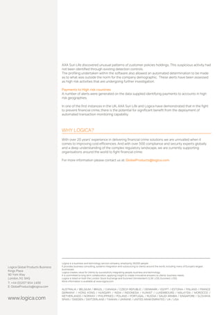 Case study on AXA Sun Life - Anti Money Laundering | PDF