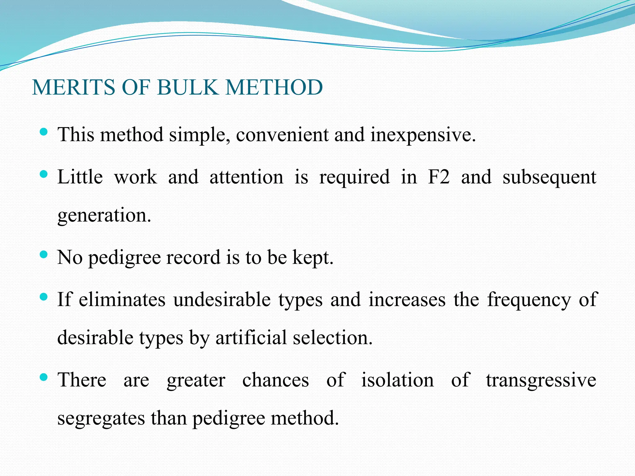bulk method of breeding handling of segregation | PPT