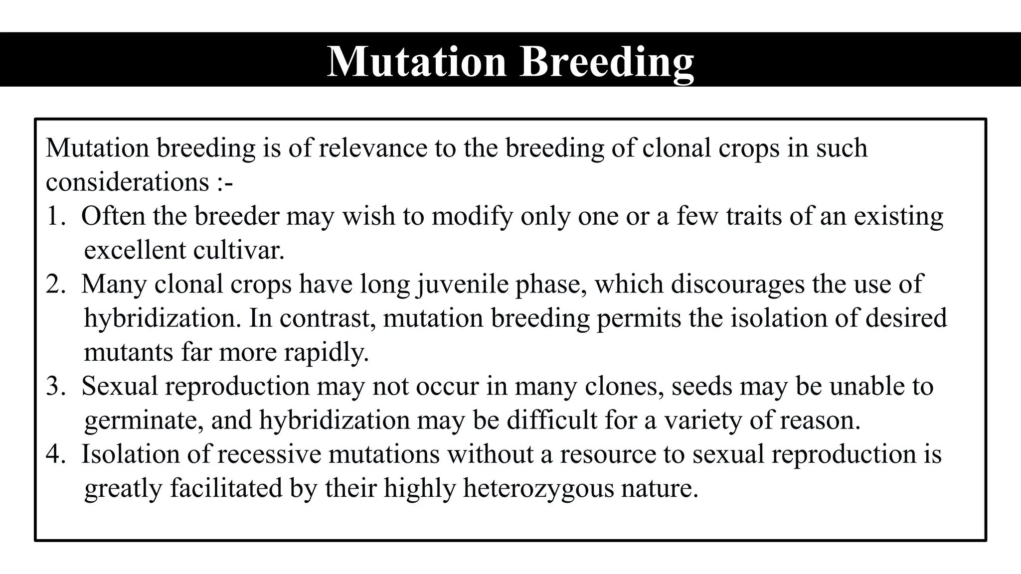 plant breeding methods in asexually or clonally propagated crops | PPTX