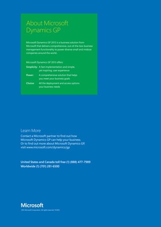 Microsoft Dynamics GP 2013 Capabilities Guide | PDF
