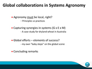 Incremental transformation: systems agronomy in dryland farming systems ...