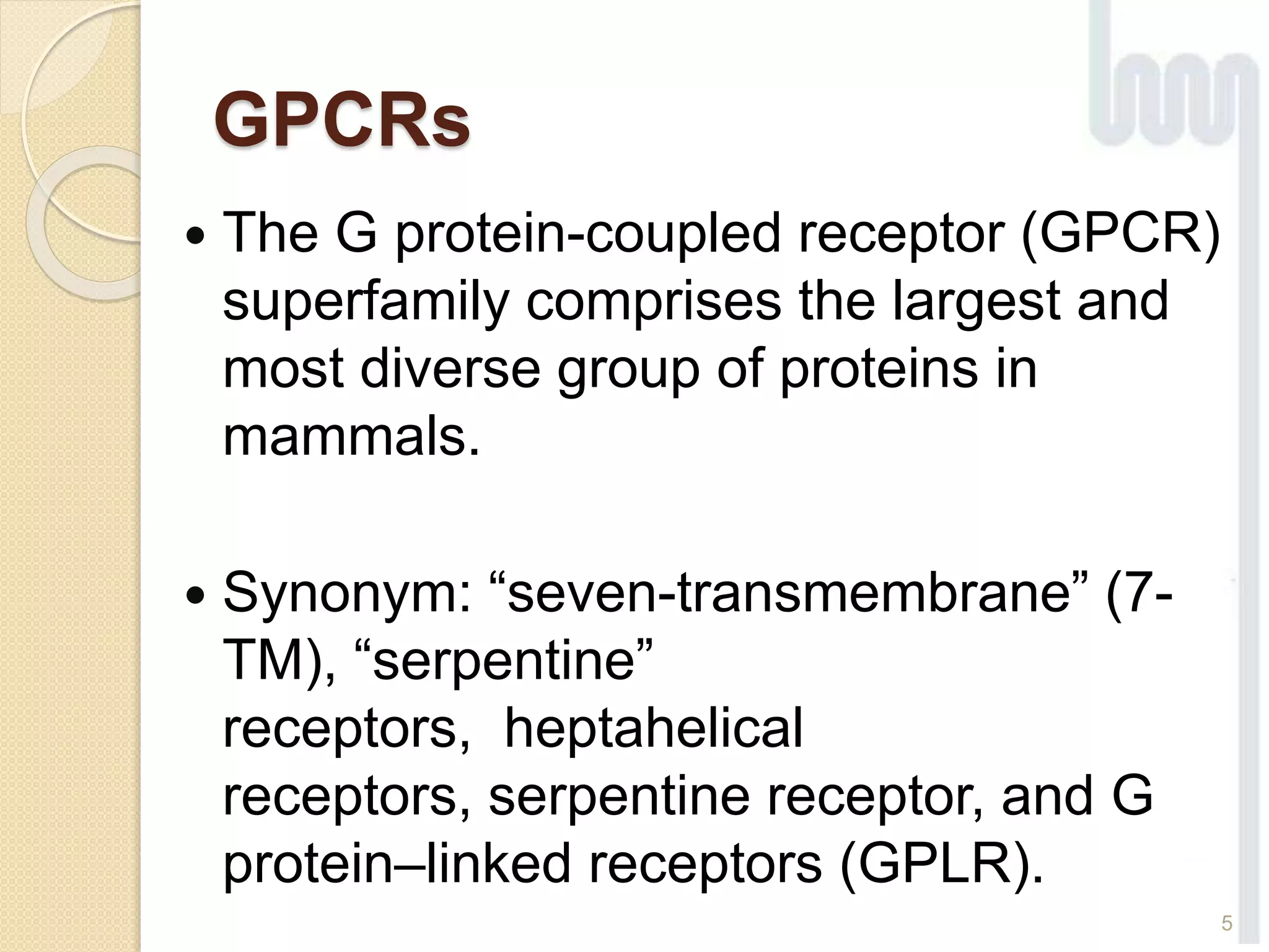G- Protein Coupled Receptors | PPTX