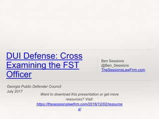 Worried about where to start in preparing to cross-examine a DUI ...