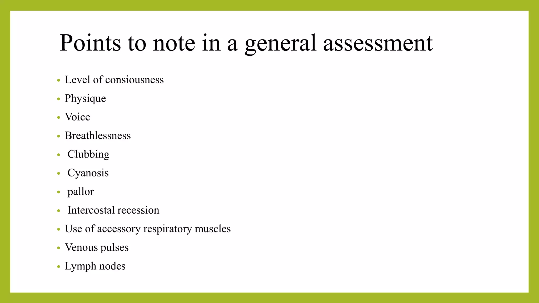 General Physical Examination in Respiratory Diseases | PPTX