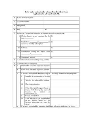 Gpf advance, withdrawal & final payment form | PDF