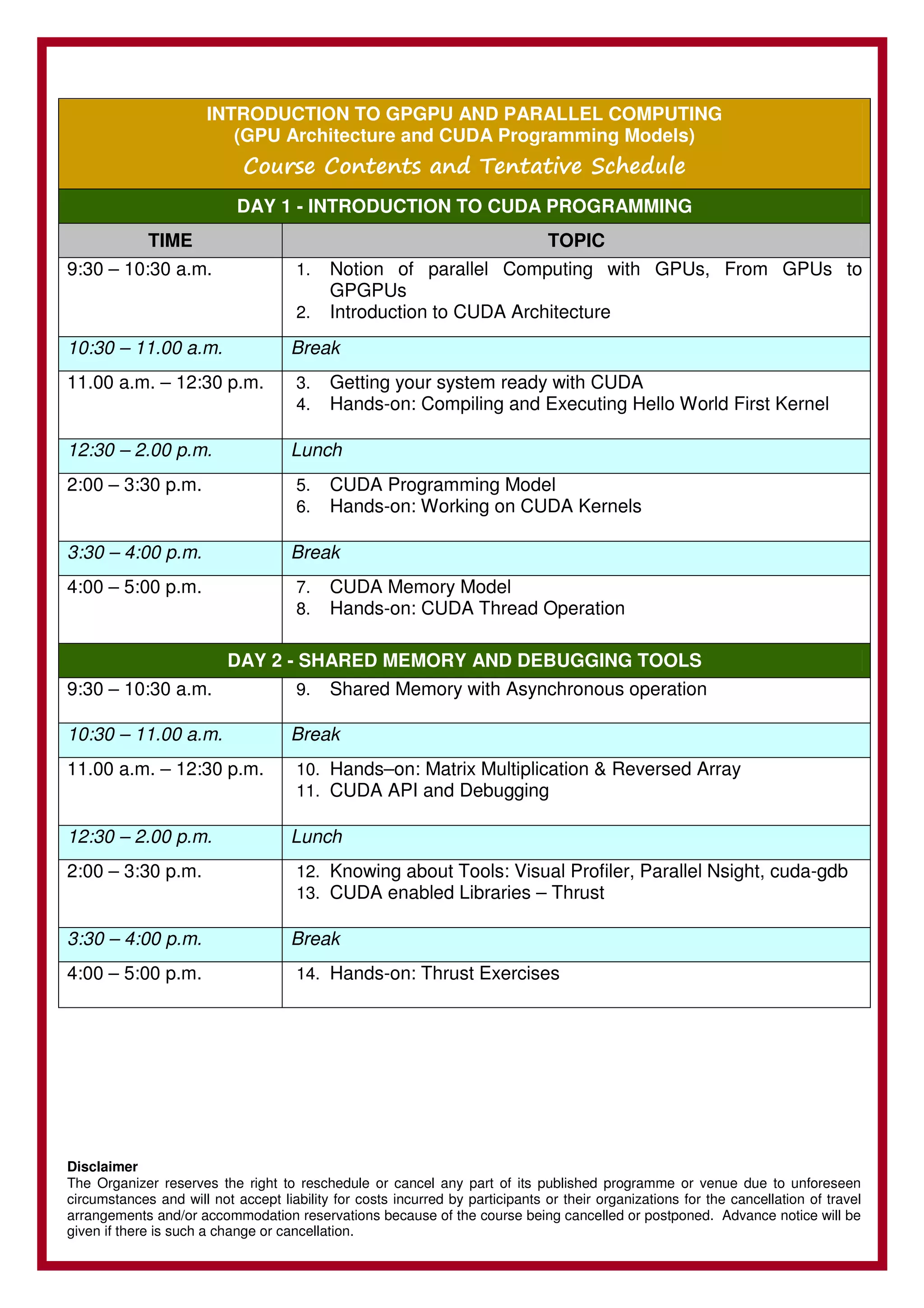 INTRODUCTION TO GPGPU AND PARALLEL COMPUTING (GPU ARCHITECTURE AND CUDA PROGRAMMING MODELS) | PDF