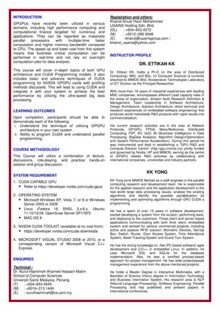 INTRODUCTION TO GPGPU AND PARALLEL COMPUTING (GPU ARCHITECTURE AND CUDA PROGRAMMING MODELS) | PDF