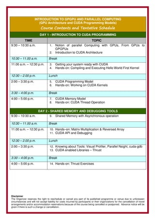 INTRODUCTION TO GPGPU AND PARALLEL COMPUTING (GPU ARCHITECTURE AND CUDA PROGRAMMING MODELS) | PDF