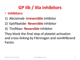 Glycoprotein IIb/ IIIa inhibitors | PPTX