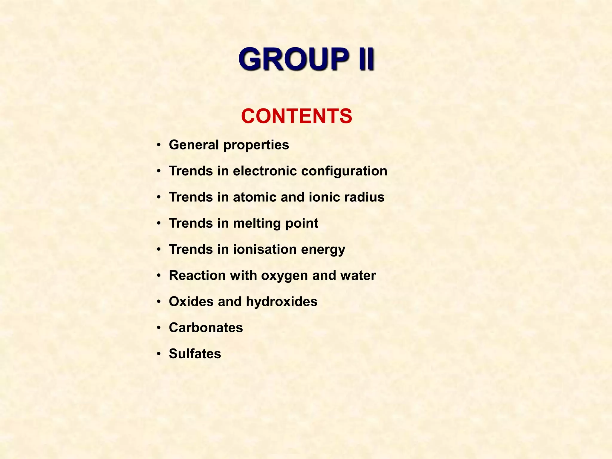 Introduction To Group II Alkaline Earths Metals | PPT