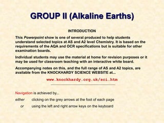 Introduction To Group II Alkaline Earths Metals | PPT