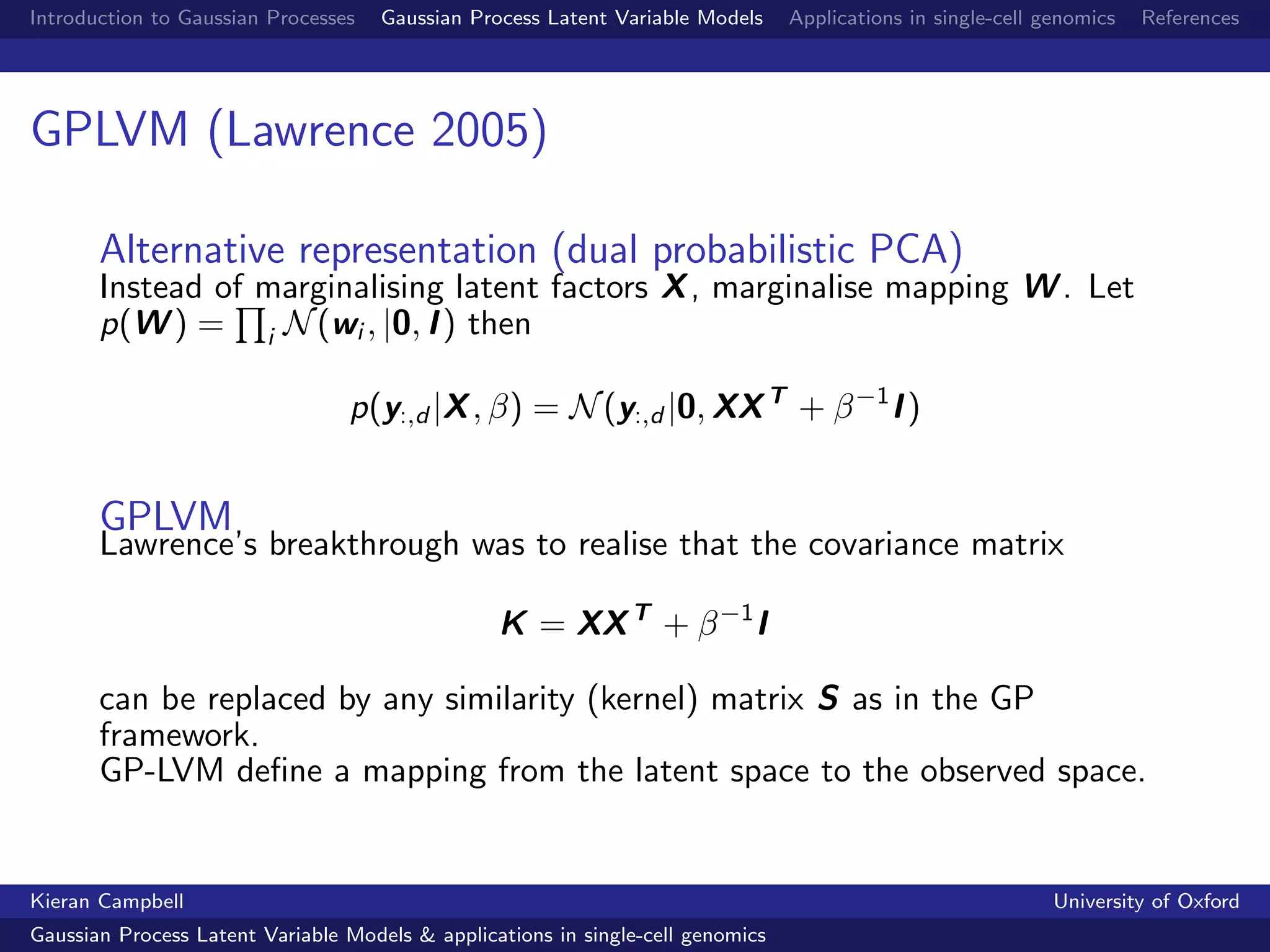 Gaussian Process Latent Variable Models & applications in single-cell genomics | PDF