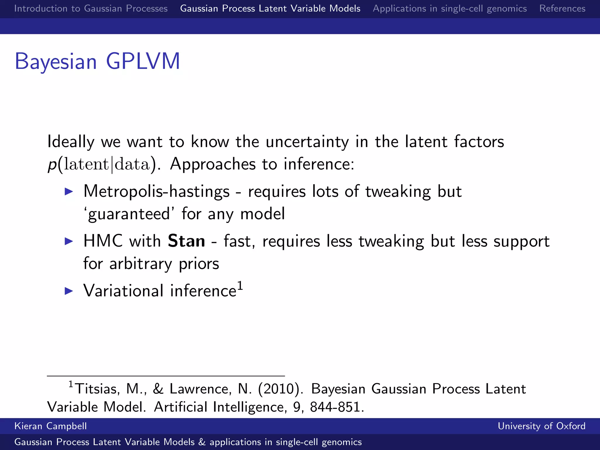 Gaussian Process Latent Variable Models & applications in single-cell genomics | PDF