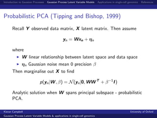 Gaussian Process Latent Variable Models & applications in single-cell genomics | PDF