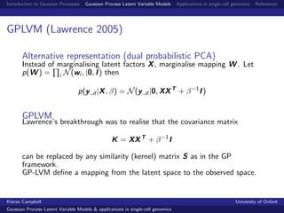 Gaussian Process Latent Variable Models & applications in single-cell genomics | PDF