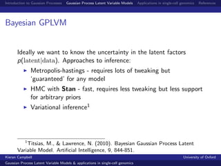 Gaussian Process Latent Variable Models & applications in single-cell genomics | PDF