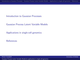 Gaussian Process Latent Variable Models & applications in single-cell genomics | PDF