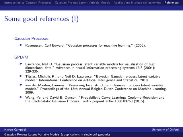 Gaussian Process Latent Variable Models & applications in single-cell genomics | PDF