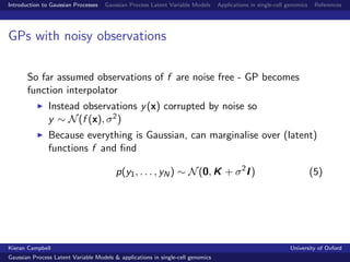 Gaussian Process Latent Variable Models & applications in single-cell genomics | PDF
