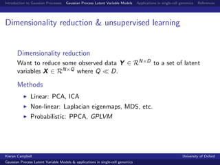 Gaussian Process Latent Variable Models & applications in single-cell genomics | PDF
