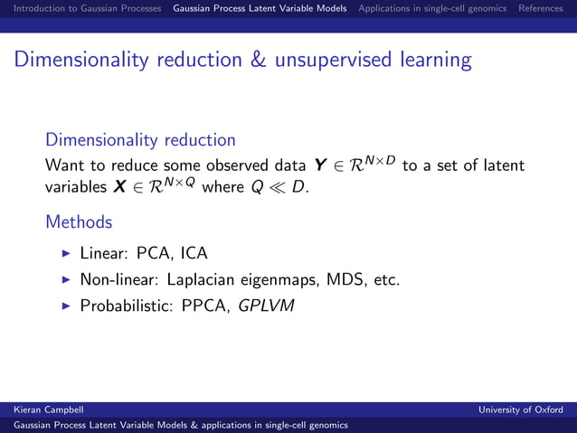 Gaussian Process Latent Variable Models & applications in single-cell genomics | PDF