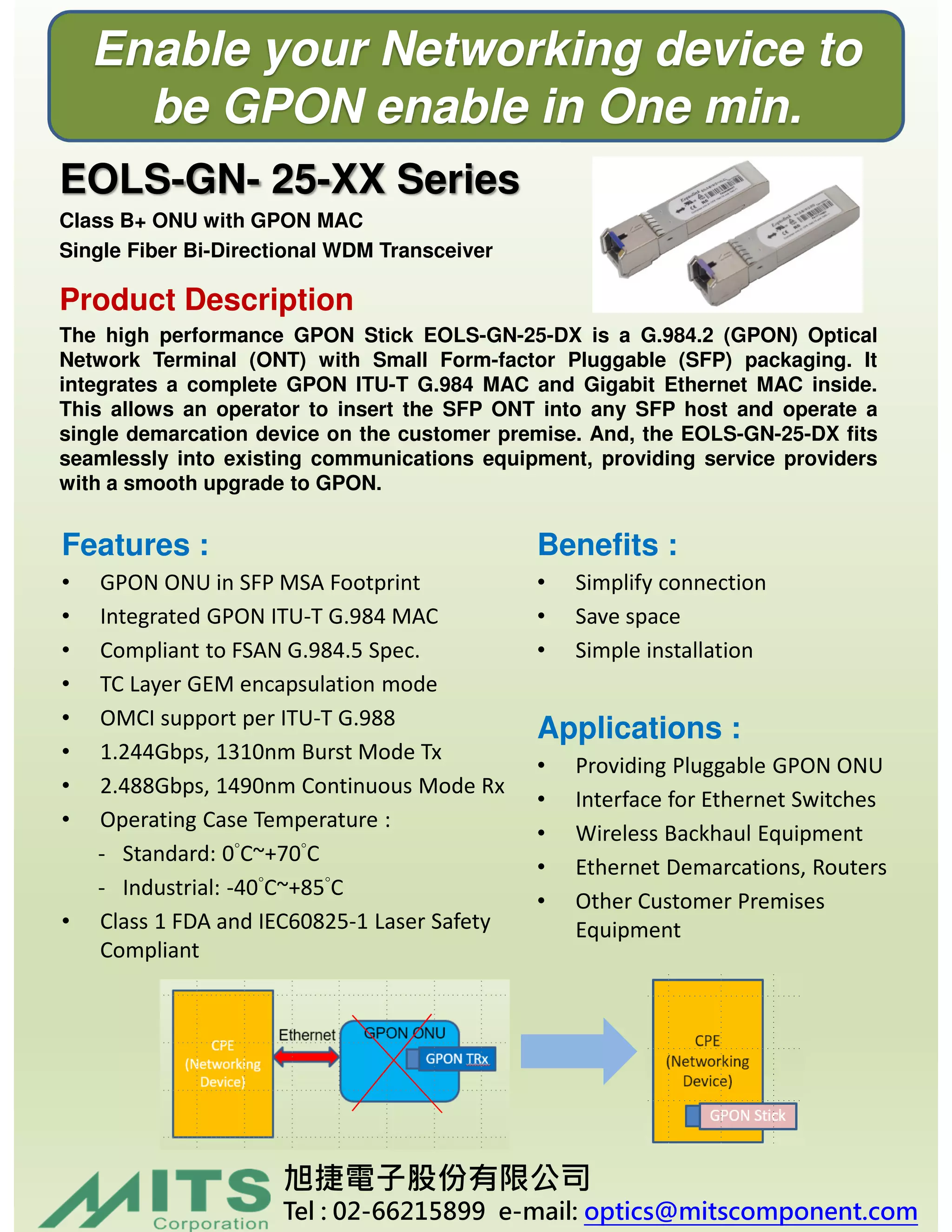 Gpon stick transceiver 11072017 | PDF | Computer Peripherals | Computing