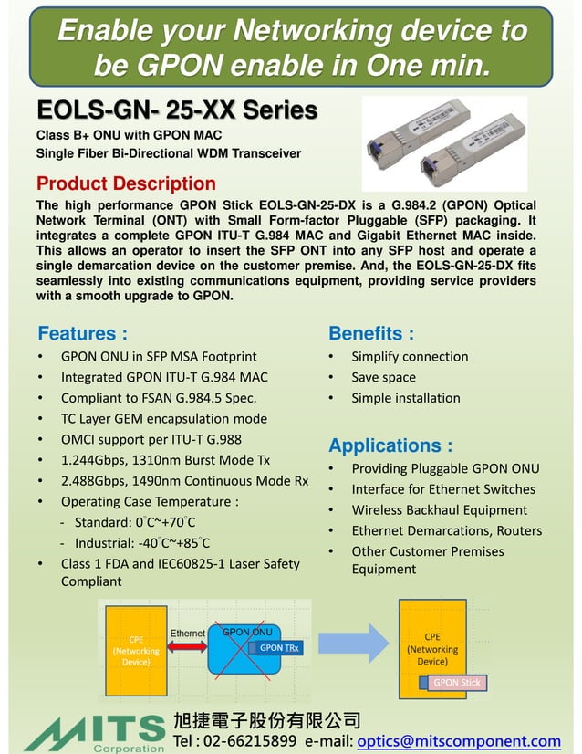 Gpon stick transceiver 11072017 | PDF | Computer Peripherals | Computing