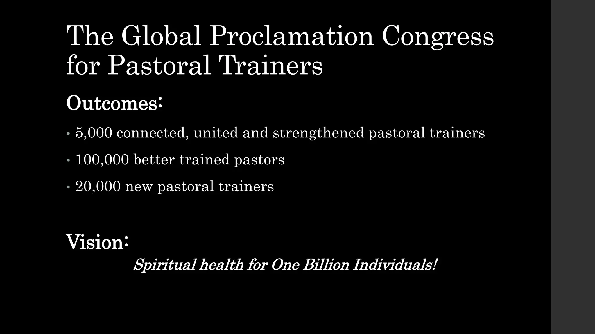 Global Proclamation Congress for Pastoral Trainers | PPTX