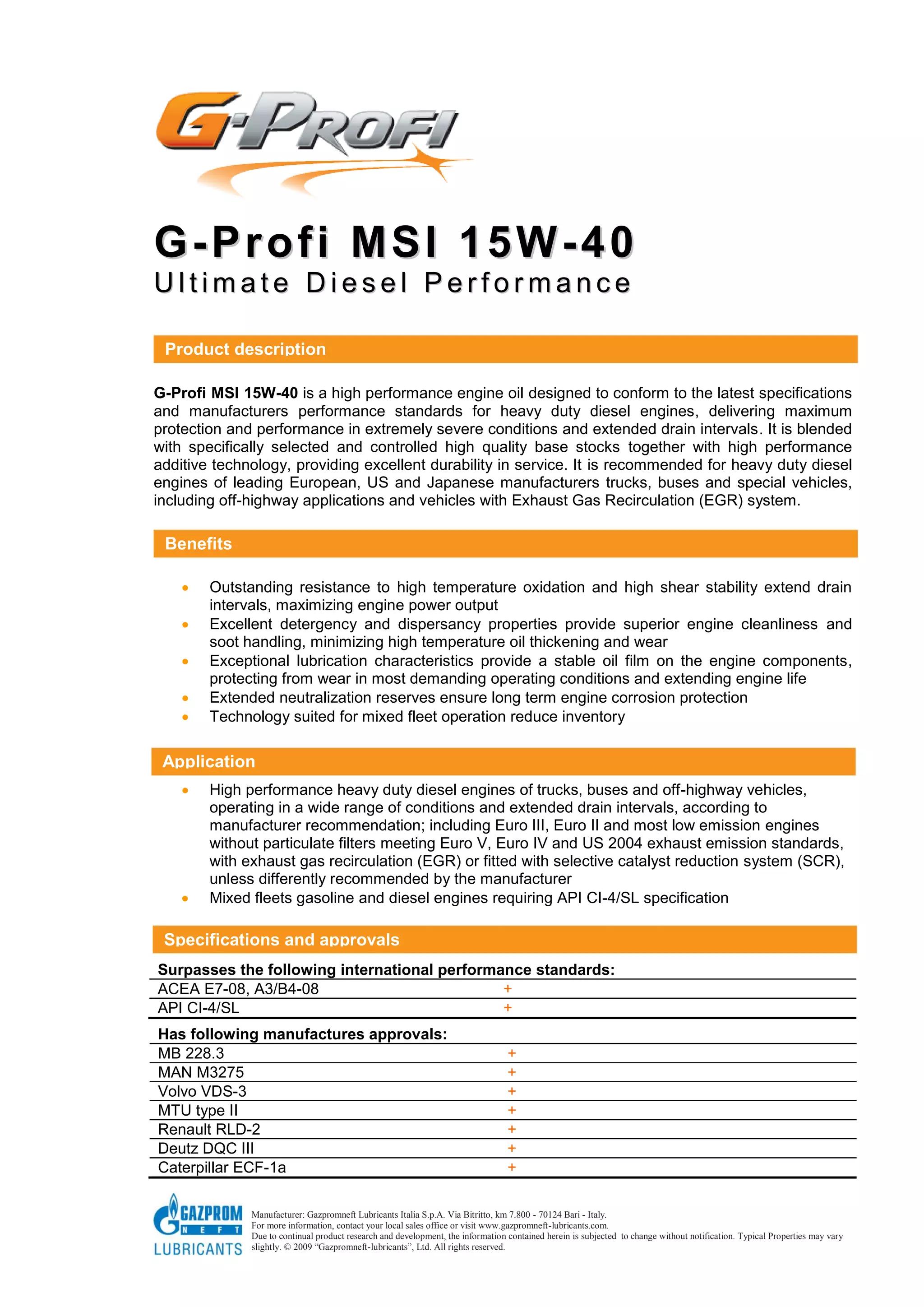 Gi-Profi - MSI 15w40 | PDF