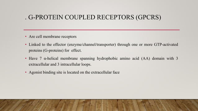 G PROTEIN COUPLED RECEPTORS(GPCRs) Cell Membrane Receptor | PPTX ...