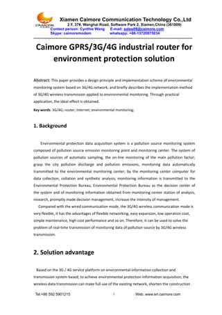 Gprs 3 g 4g industrial router for environment protection solution | PDF