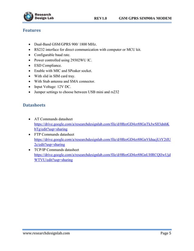 GSM GPRS sim900 a modem with stub antenna and sma connector-USB | PDF