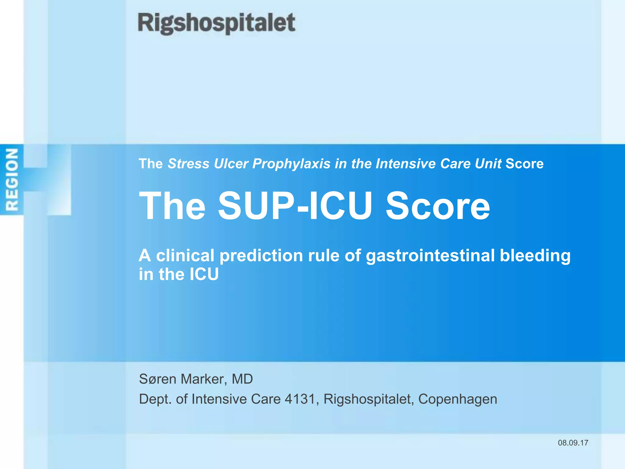 The SUP-ICU score | PPTX