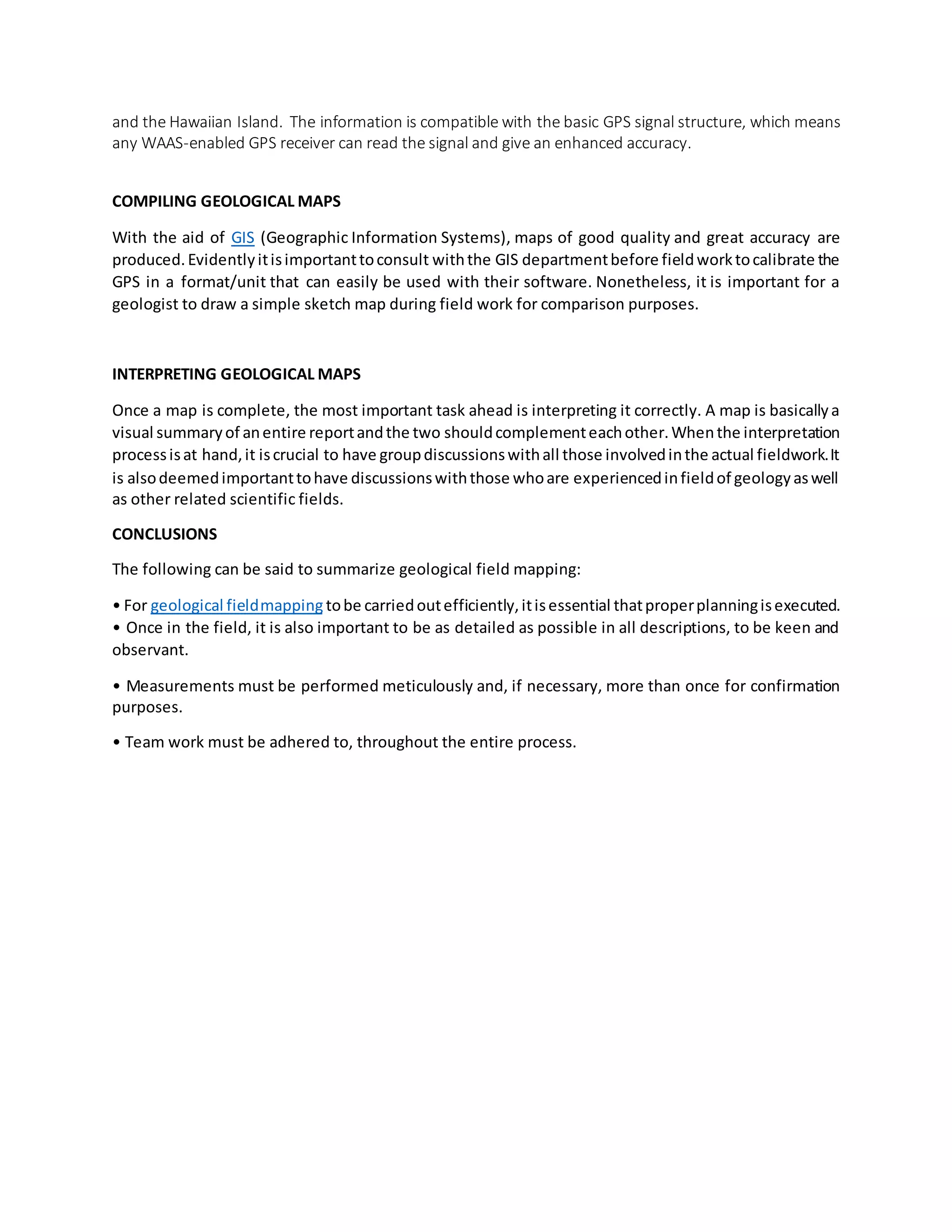 Gps device in the geological field mapping | DOCX