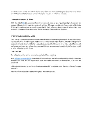 Gps device in the geological field mapping | DOCX