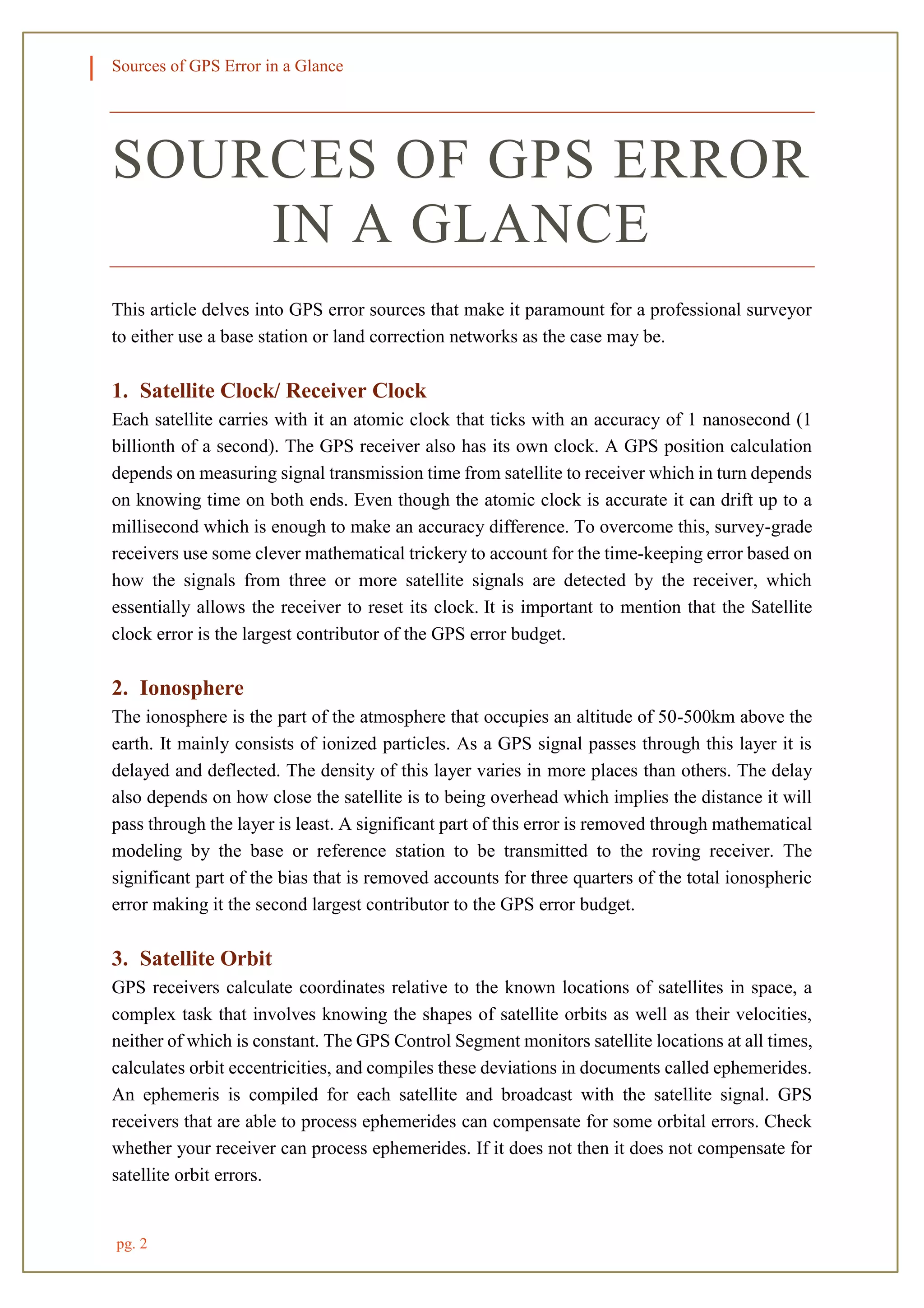 Sources of GPS Errors in a Glance (2016) | PDF