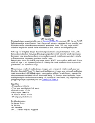 Garmin GpsMap 78s,Pemetaan,Titik Ko'ordinat,Ukur Luas Area/Lahan | PDF