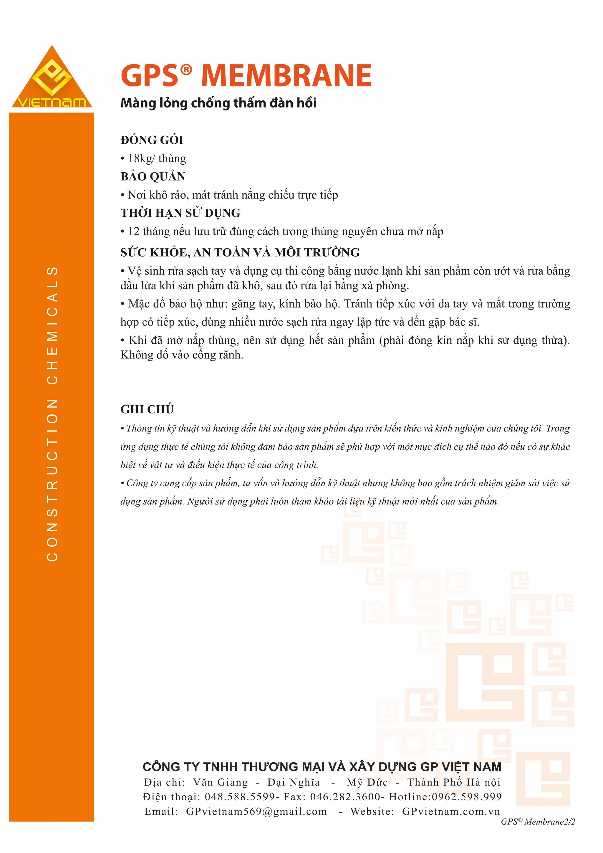 màng chống thấm Gps membrane | PDF