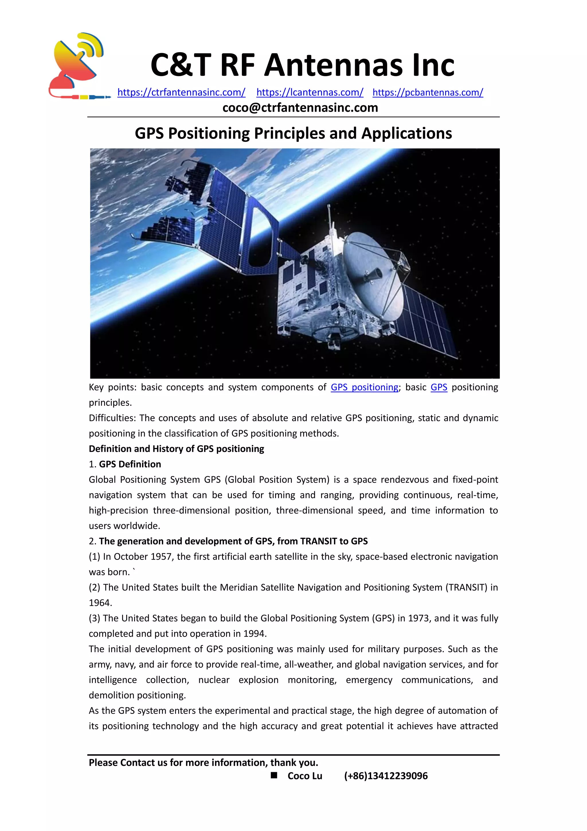 GPS Positioning Principles and Applications | PDF